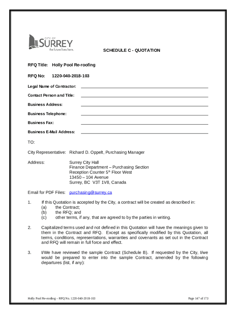 Schedule C - Quotation Doc Template | pdfFiller