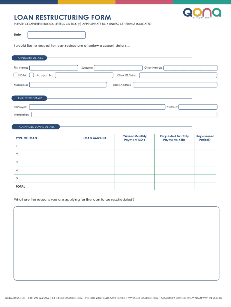 Fillable Online Loan Restructuring Request Fax Email Print - pdfFiller