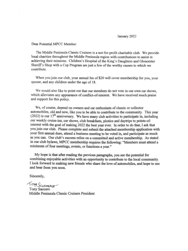 Fillable Online Membership Application for Middle Peninsula Classic ...