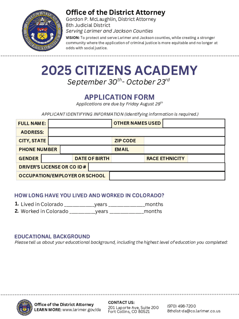 Fillable Online 2025 Citizens Academy Fax Email Print - pdfFiller