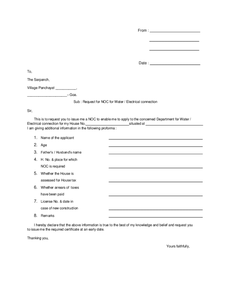 Noc Request Letter Format Sample - Fill Online, Printable, Fillable ...
