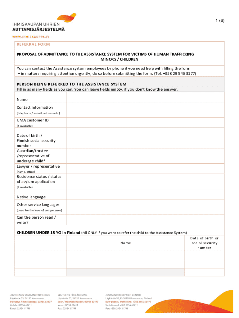 Fillable Online Proposal of Admittance to the Assistance System for ...