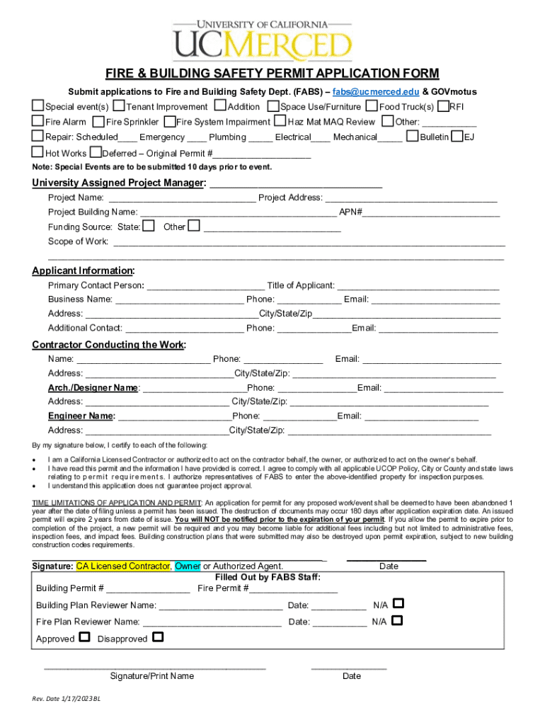 Fillable Online Fire & Building Safety Permit Application Fax Email Print - pdfFiller