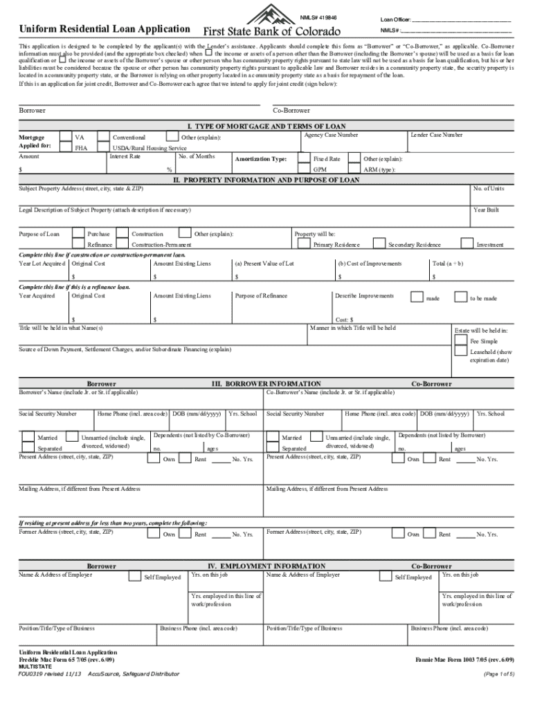 Fillable Online Uniform Residential Loan Application Fax Email Print ...