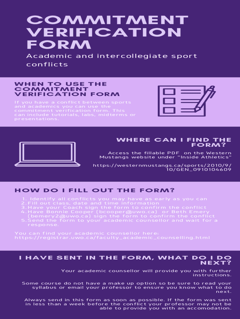 Fillable Online Commitment Verification Form for Academic and Intercollegiate Sport Conflicts ...