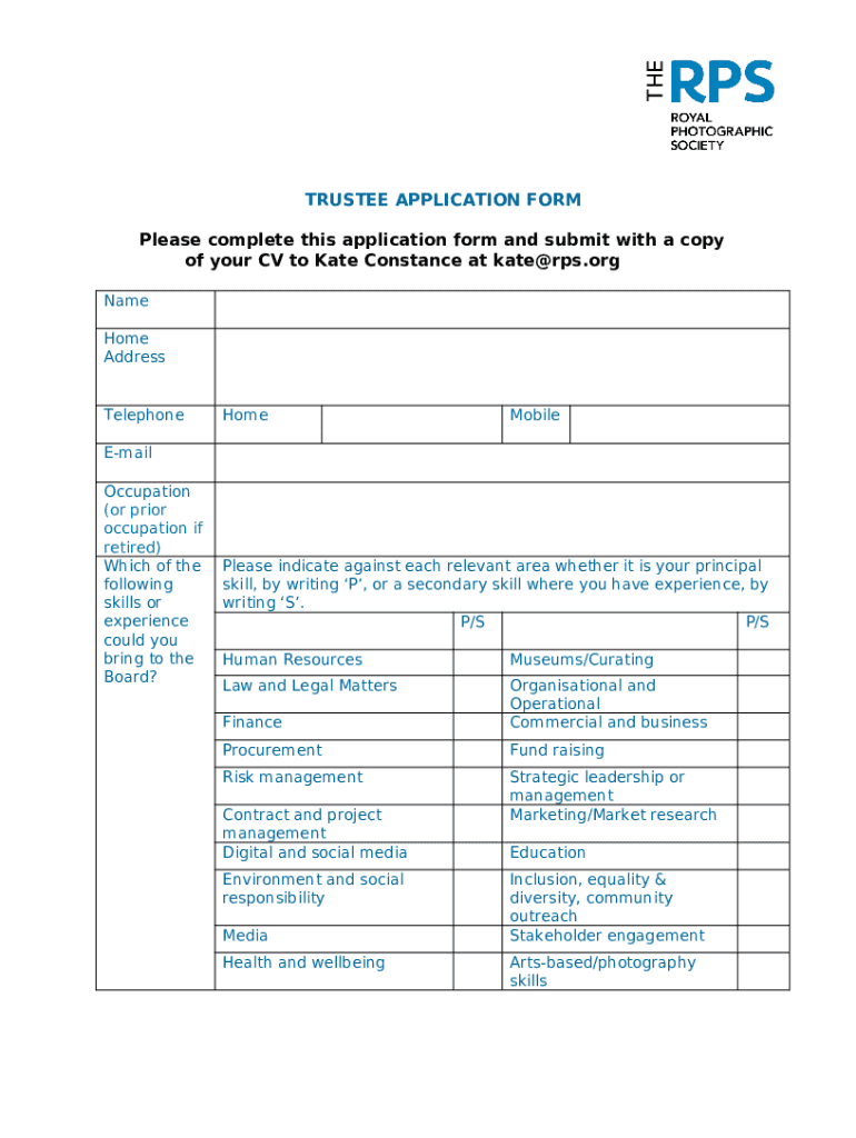 Trustee Application Doc Template | pdfFiller