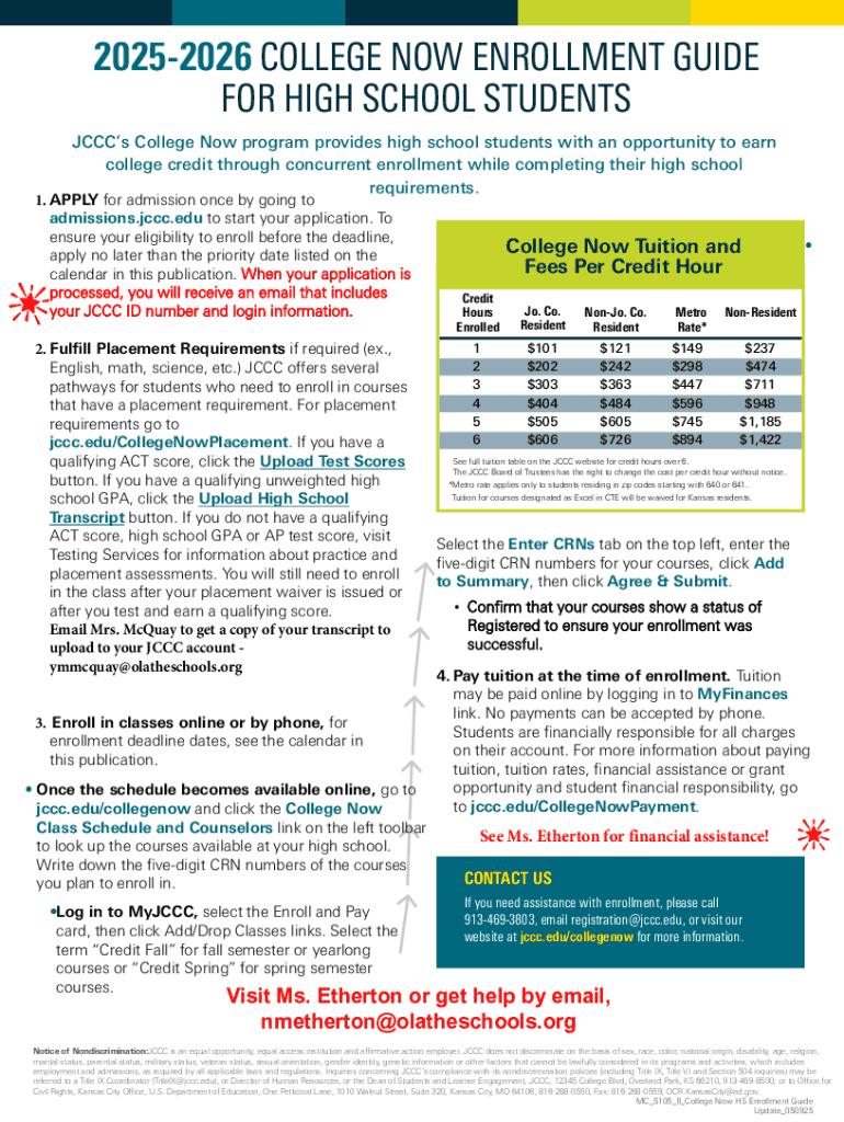 Fillable Online 2025-2026 College Now Enrollment Guide for High School Students Fax Email Print ...