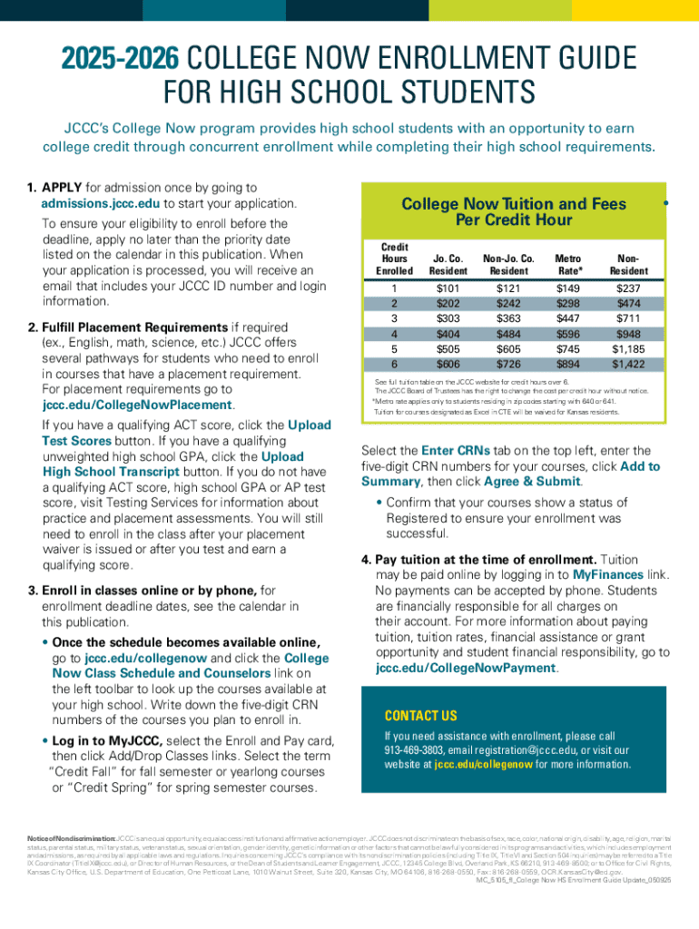 Fillable Online 2025-2026 College Now Enrollment Guide for High School ...