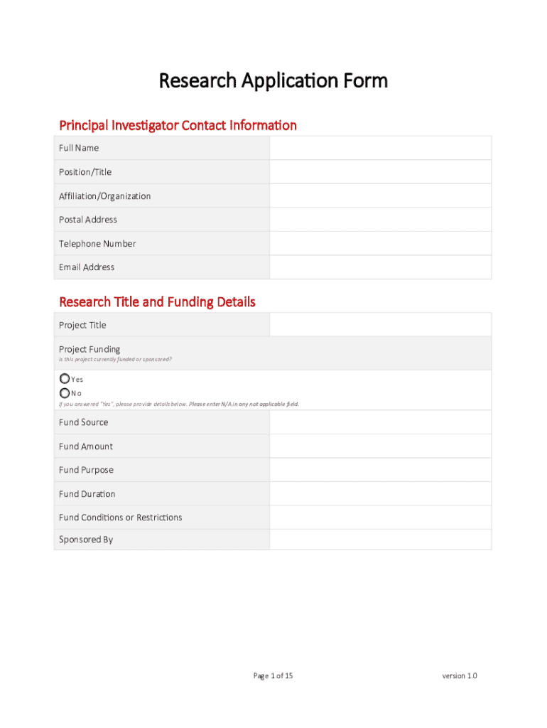 Fillable Online Research Application Fax Email Print - pdfFiller