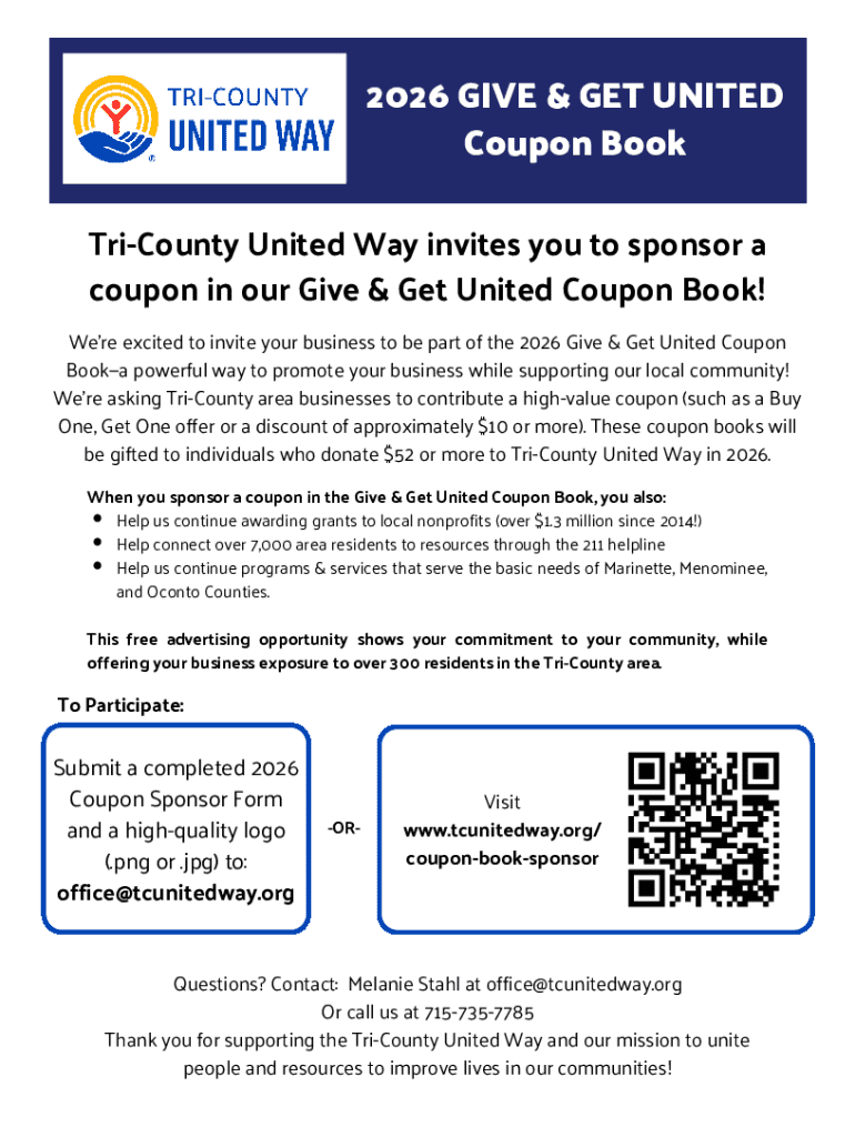 Fillable Online 2026 Give & Get United Coupon Book Sponsorship Fax Email Print - pdfFiller