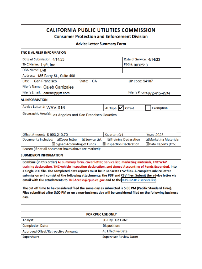 Fillable Online Advice Letter Summary Form Fax Email Print - pdfFiller