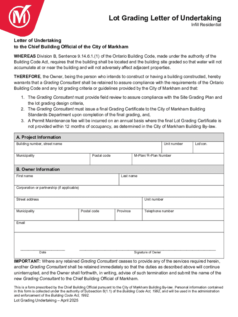 Fillable Online Lot Grading Letter of Undertaking Fax Email Print - pdfFiller