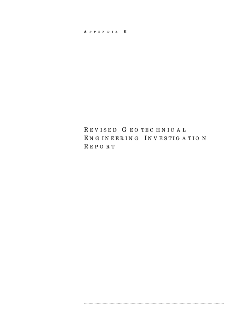 Fillable Online Geotechnical Engineering Investigation Report for the ...