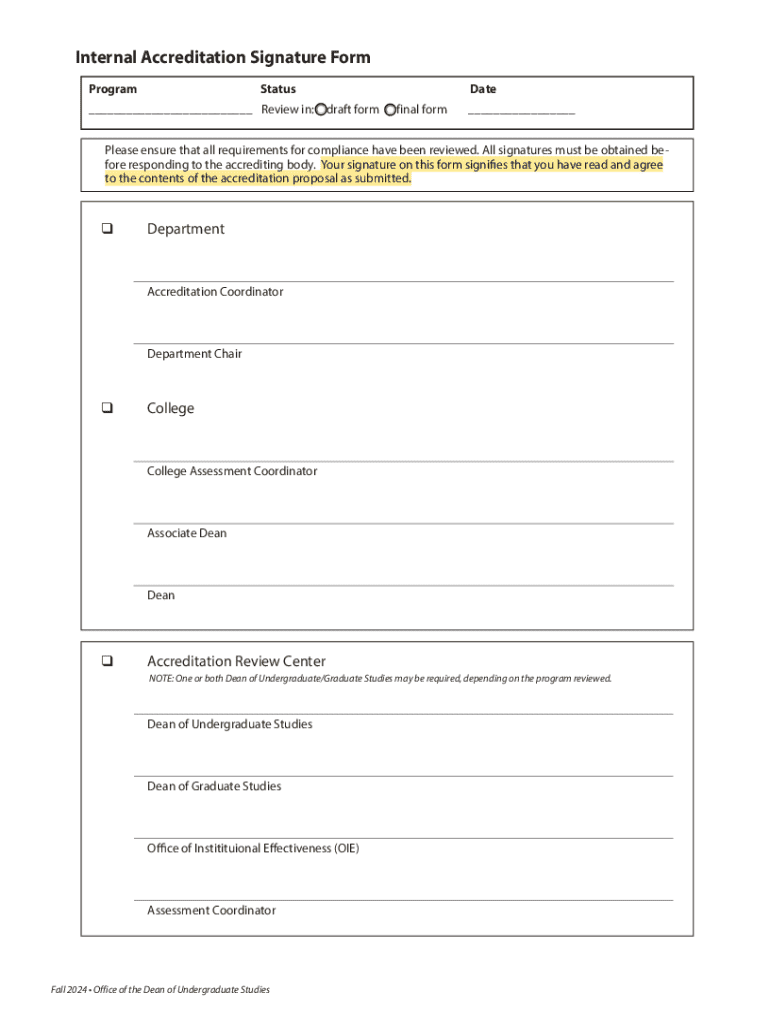 Fillable Online Internal Accreditation Signature Form Fax Email Print ...