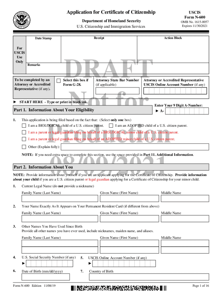 Fillable Online Uscis Form N-600 Fax Email Print - pdfFiller