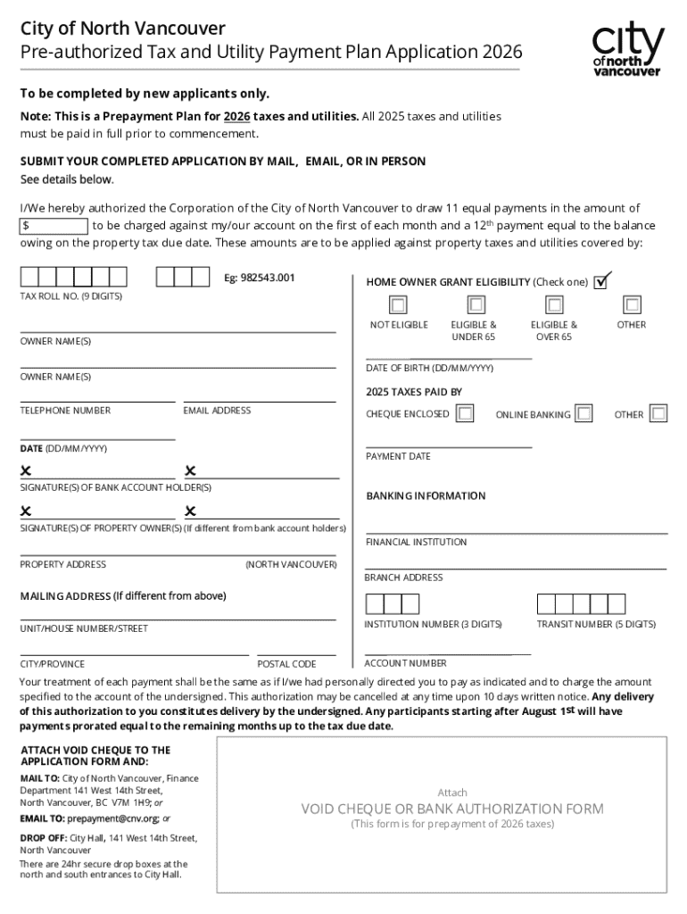 Fillable Online Aplicación Del Plan De Pago Preautorizado De Impuestos Y Servicios Públicos 2026 ...