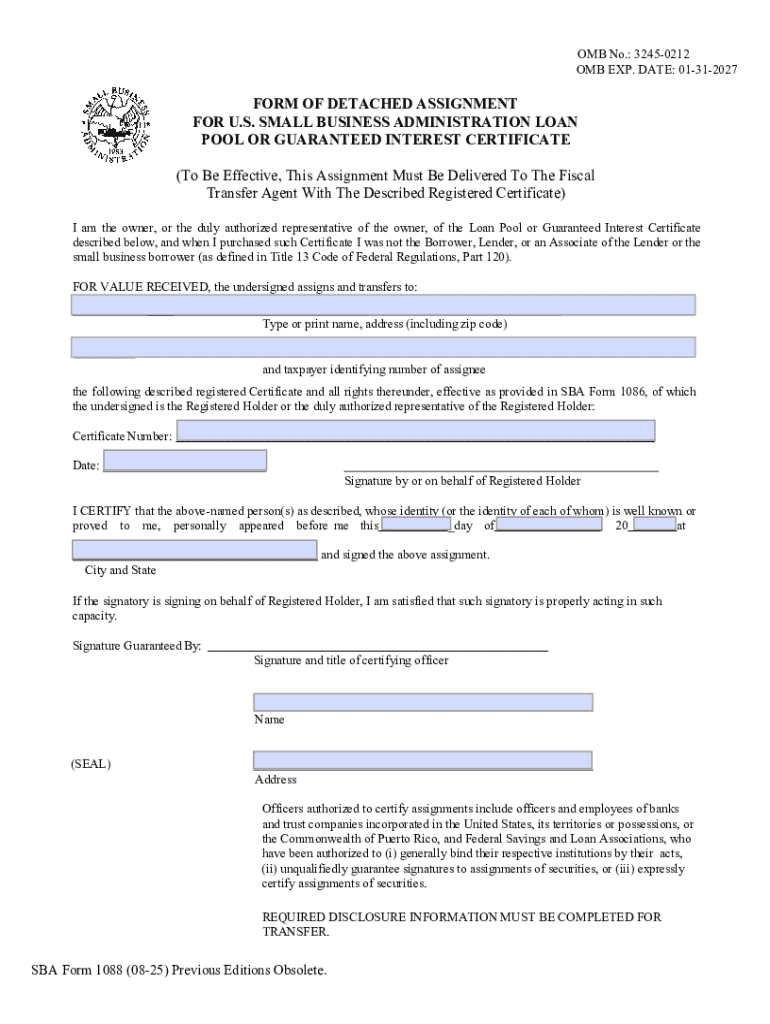 Sba Form 1088: Fill out & sign online | DocHub