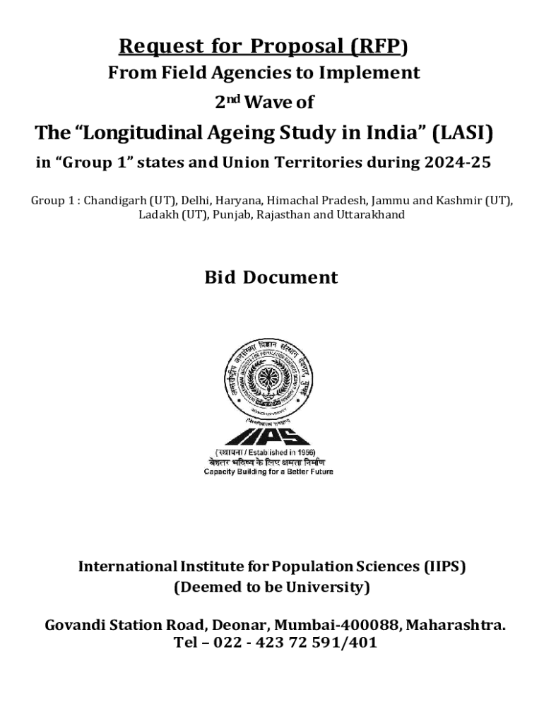 Fillable Online Request for Proposal for Selection of Field Agency for Lasi Wave 2 Fax Email ...