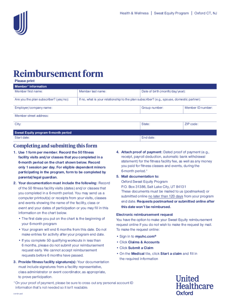 Fillable Online Sweat Equity Program Reimbursement Fax Email Print ...