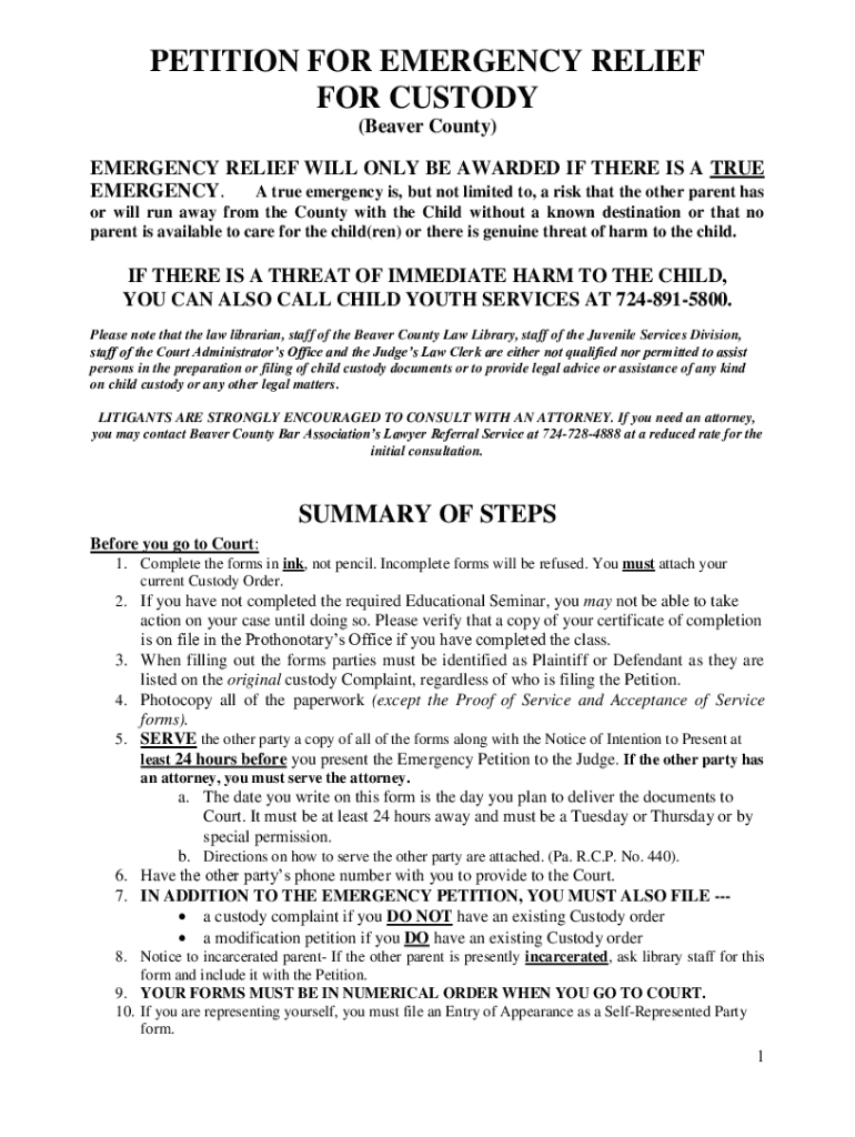 Fillable Online Petition for Emergency Relief Fax Email Print - pdfFiller