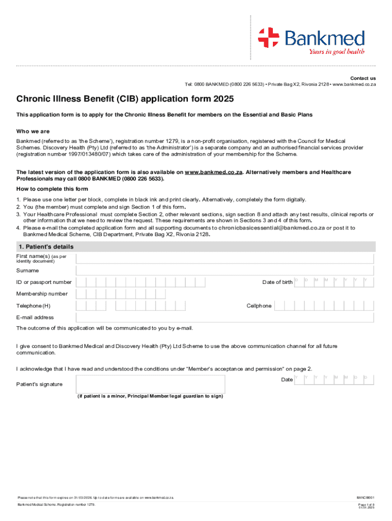 Fillable Online Chronic Illness Benefit Application Form Fax Email Print - pdfFiller