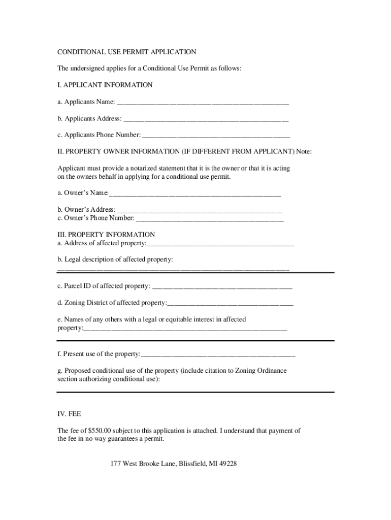 Fillable Online Conditional Use Permit Application Fax Email Print - pdfFiller