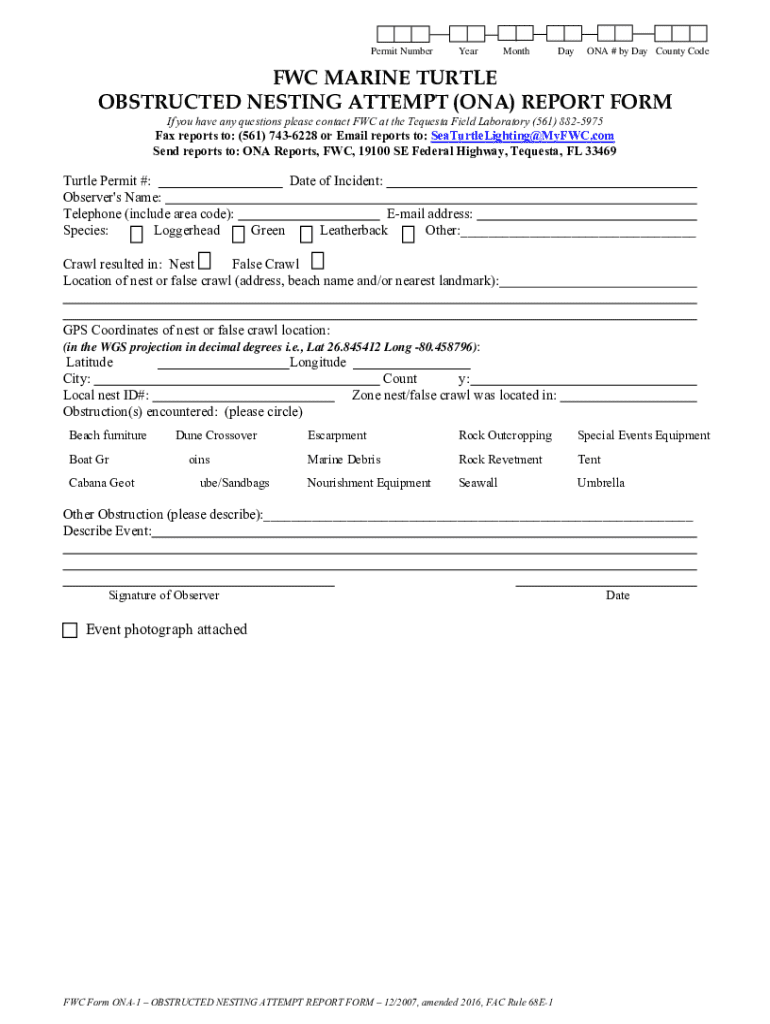 Fillable Online Obstructed Nesting Attempt Report Fax Email Print ...