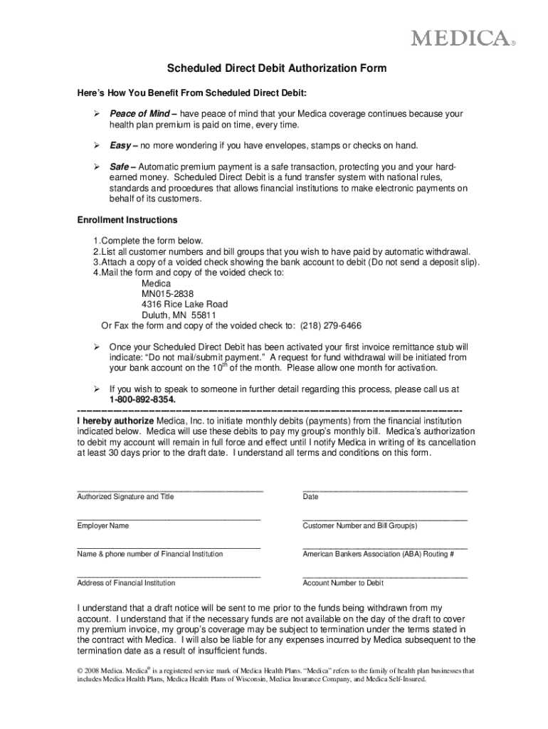 Fillable Online Scheduled Direct Debit Authorization Fax Email Print - pdfFiller