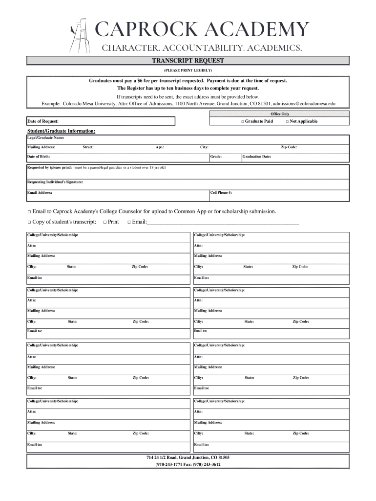 Fillable Online Transcript Request Form Fax Email Print - pdfFiller
