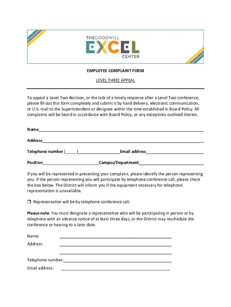 Fillable Online Level Three Appeal Fax Email Print - pdfFiller
