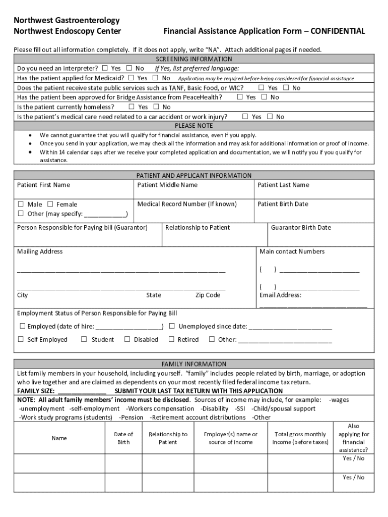 Fillable Online Financial Assistance Application Form – Confidential Fax Email Print - pdfFiller