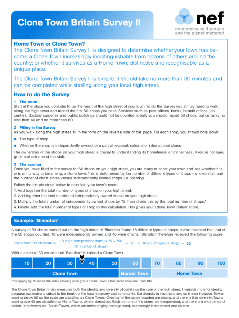 Fillable Online Clone Town Britain Survey Ii Fax Email Print - pdfFiller