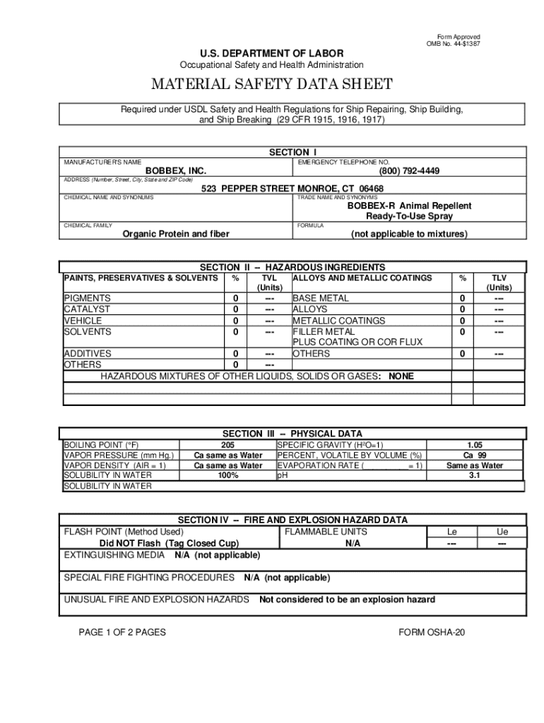 Fillable Online Material Safety Data Sheet Fax Email Print - pdfFiller