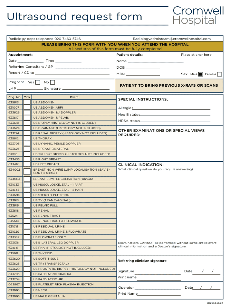 Fillable Online Ultrasound Request Form Fax Email Print - pdfFiller