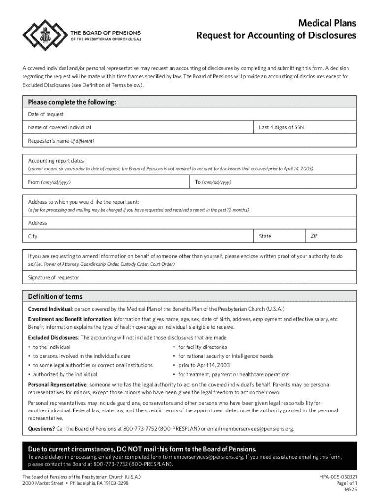 Fillable Online Request for Accounting of Disclosures Fax Email Print - pdfFiller