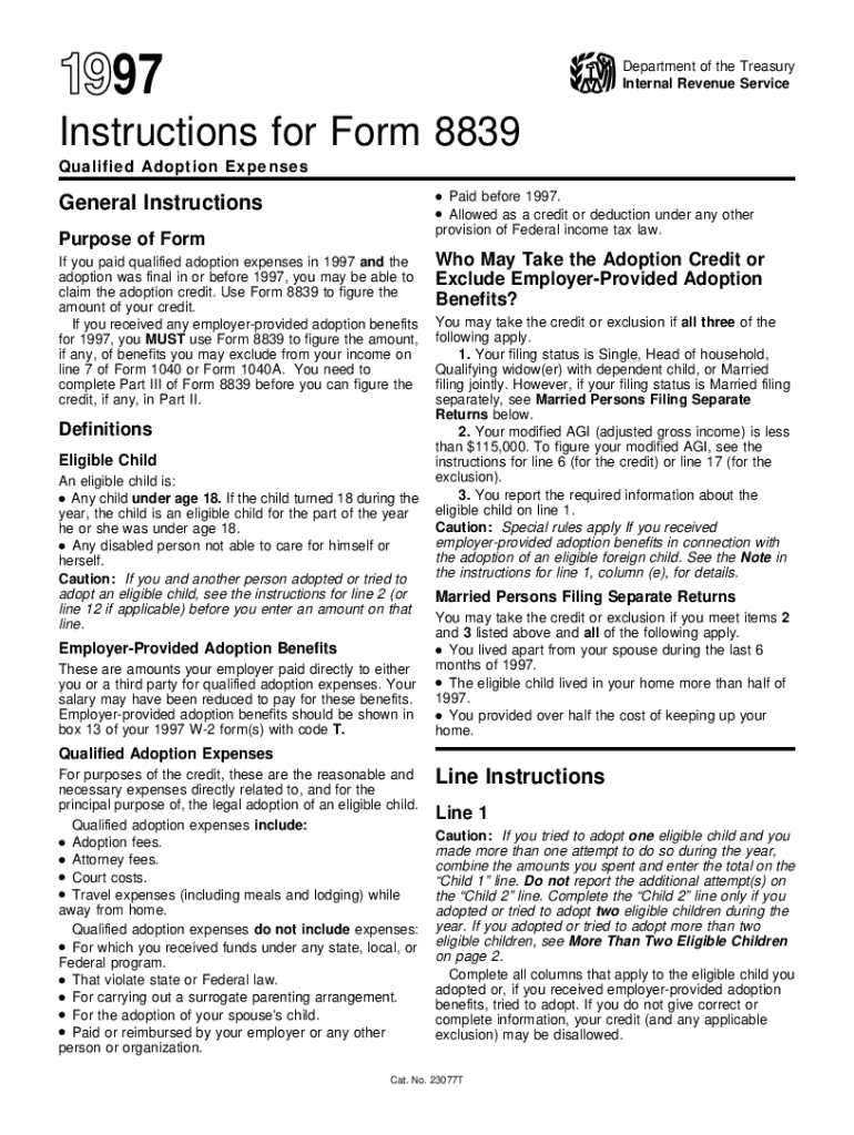Fillable Online Instructions for Form 8839 Fax Email Print - pdfFiller