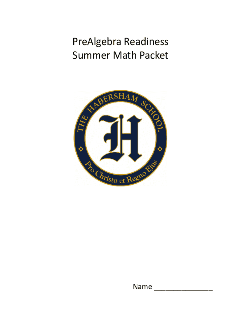 Fillable Online Prealgebra Readiness Fax Email Print - pdfFiller