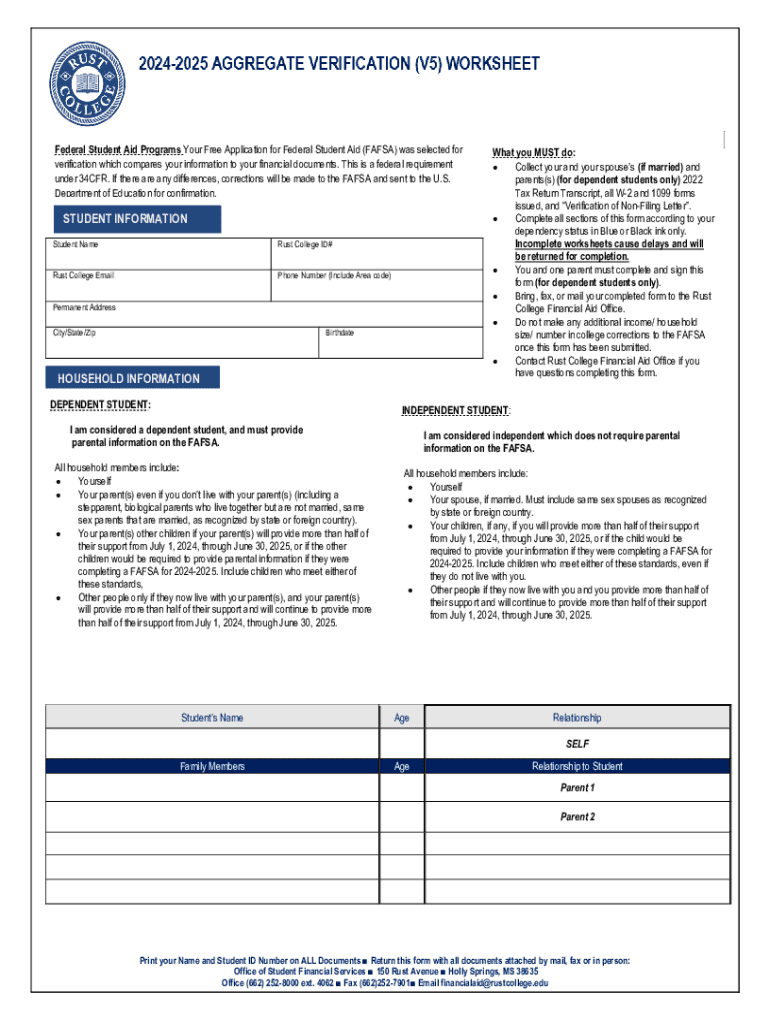 Fillable Online Fafsa Verification Form Fax Email Print - pdfFiller