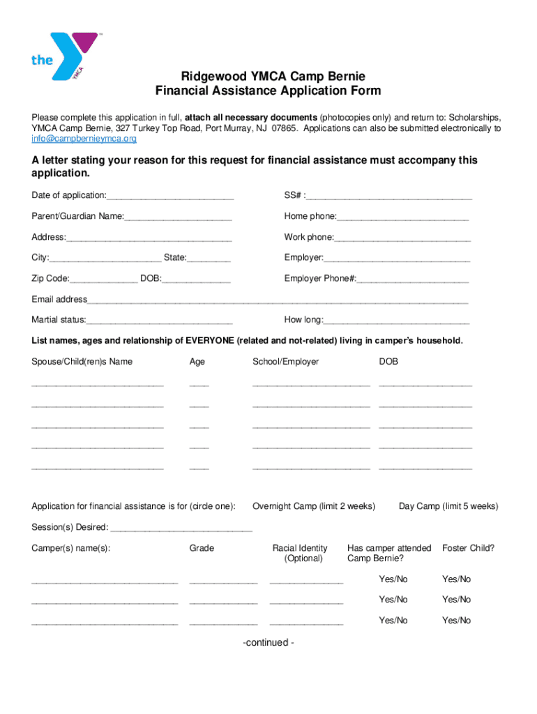 Fillable Online Financial Assistance Application Fax Email Print ...