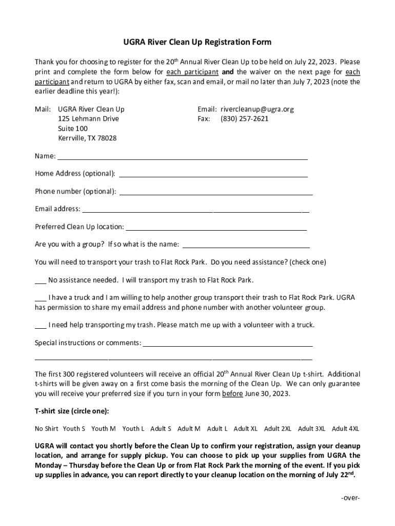 Fillable Online Ugra River Clean up Registration Fax Email Print ...