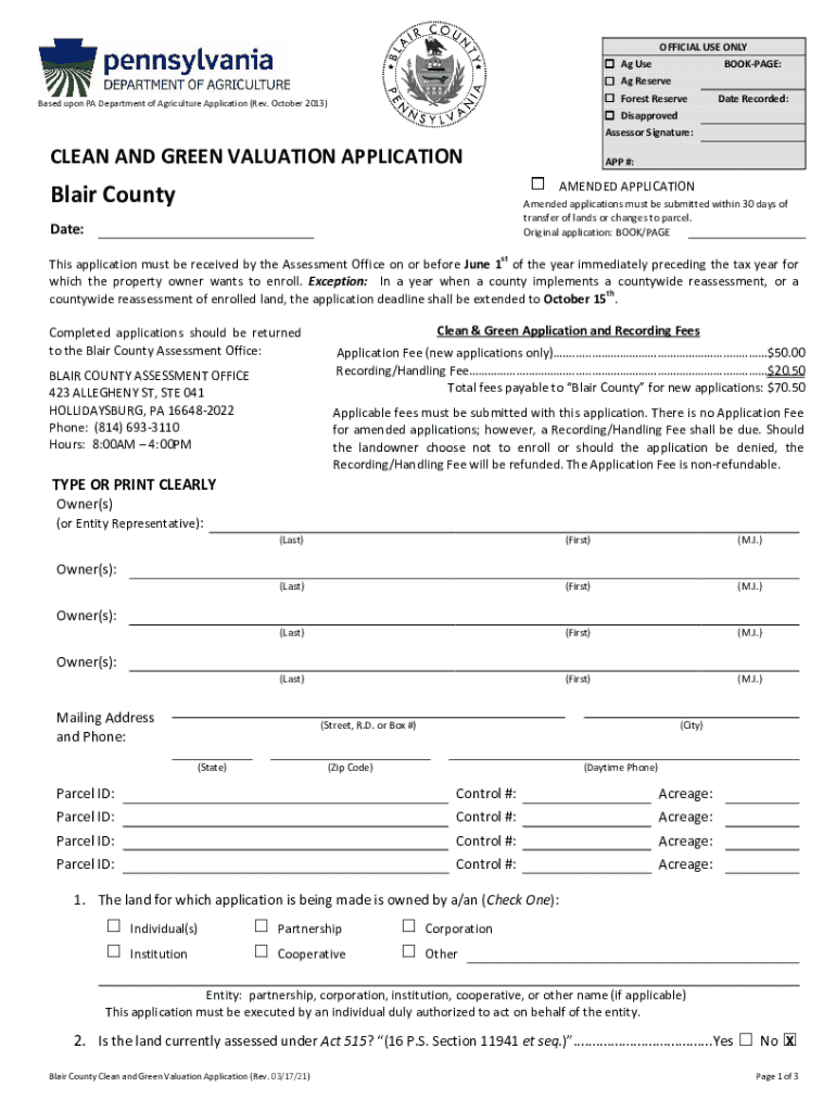 Fillable Online Clean and Green Valuation Application Fax Email Print ...