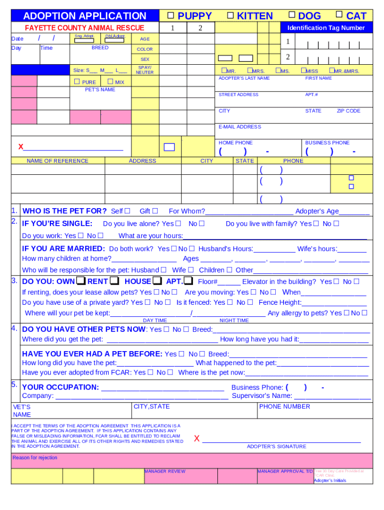 Adoption Application Doc Template | pdfFiller