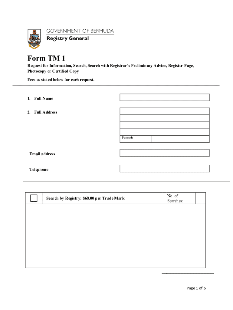 Fillable Online Request for Information, Search, Search With Registrar ...