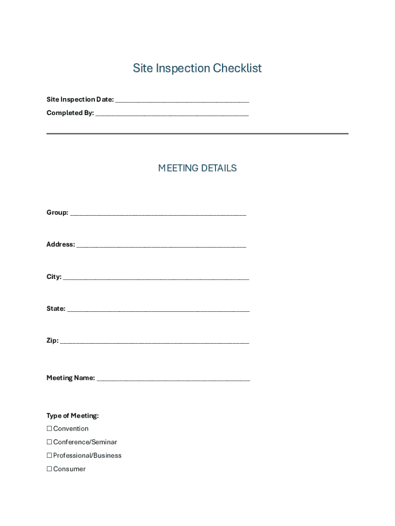 Fillable Online Site Inspection Checklist Fax Email Print - pdfFiller