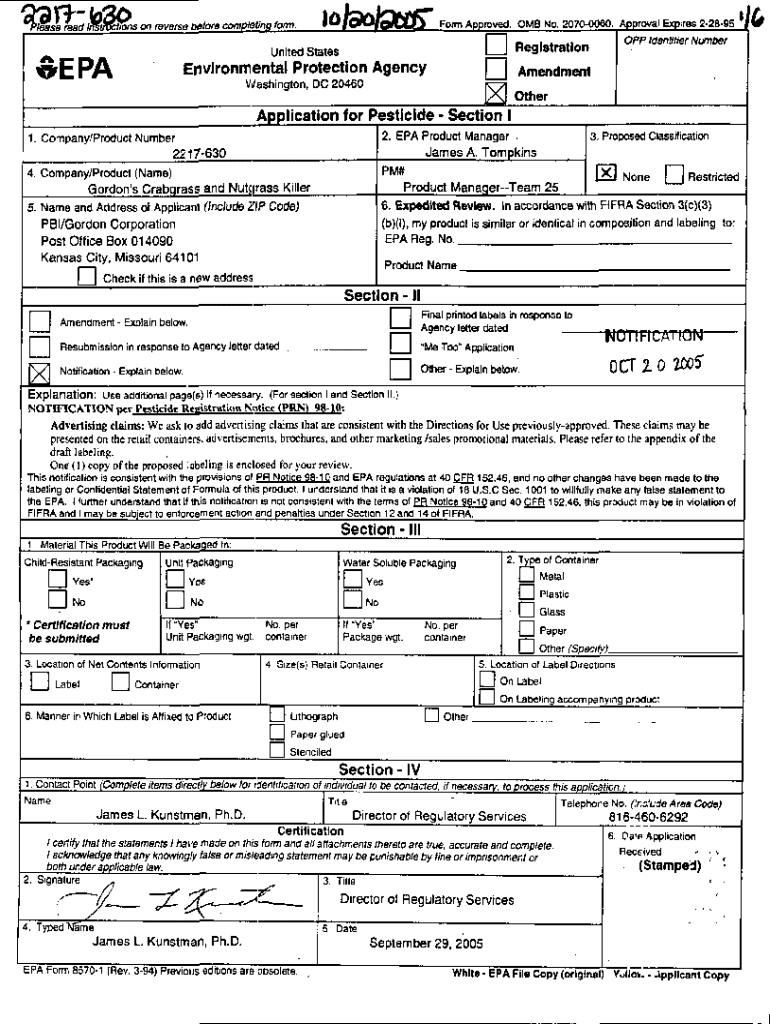 Fillable Online Application for Pesticide Fax Email Print - pdfFiller
