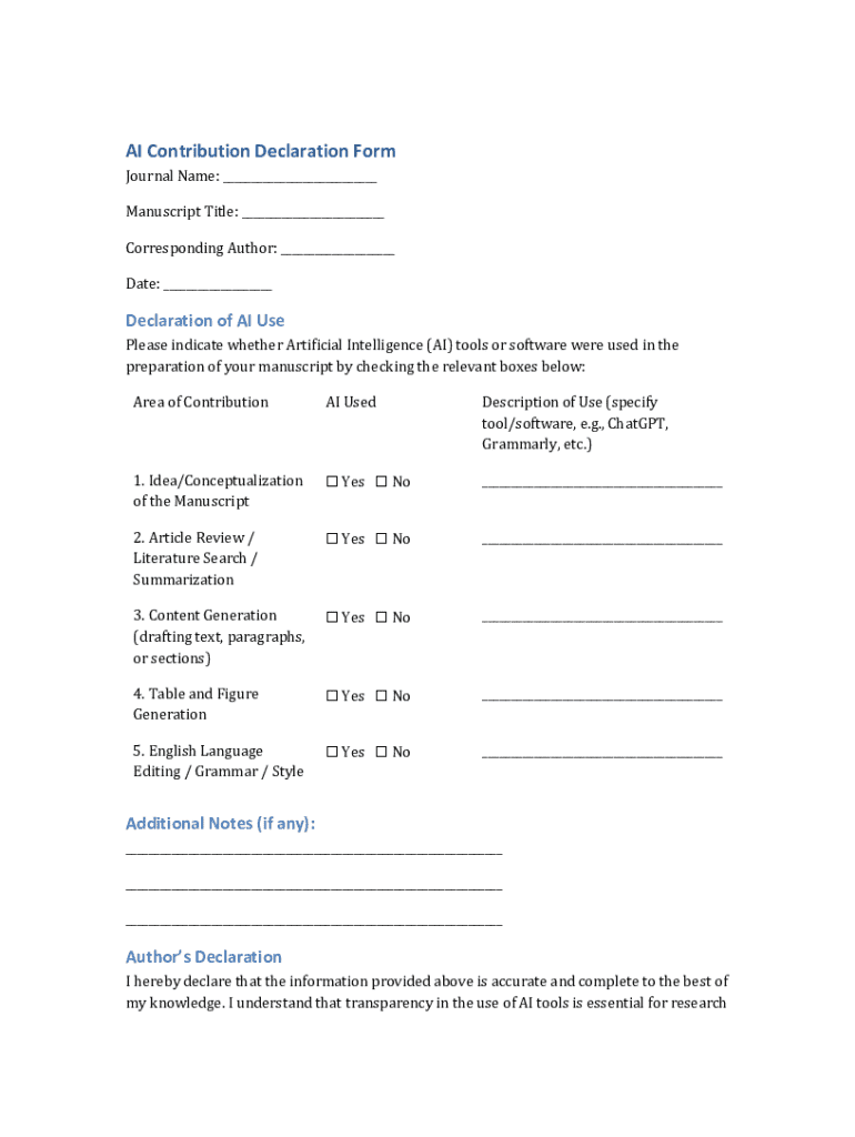 Fillable Online Ai Contribution Declaration Form Fax Email Print - pdfFiller