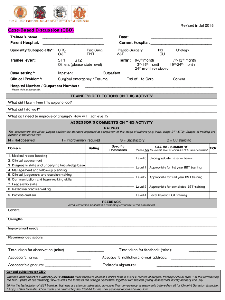 Fillable Online Case-based Discussion (cbd) Fax Email Print - pdfFiller