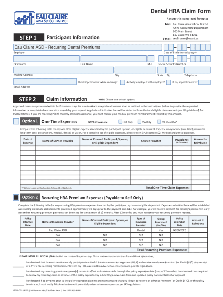 Fillable Online Dental Hra Claim Form Fax Email Print - pdfFiller