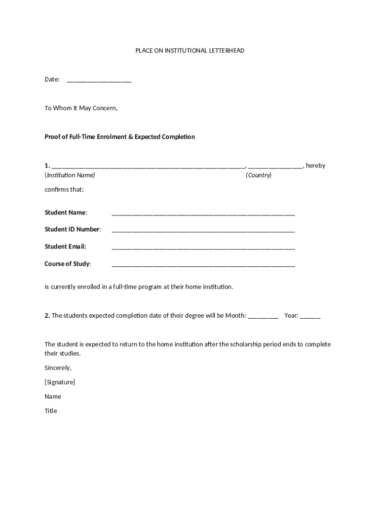 PLACE ON INSTITUTIONAL LETTERHEAD Doc Template | pdfFiller