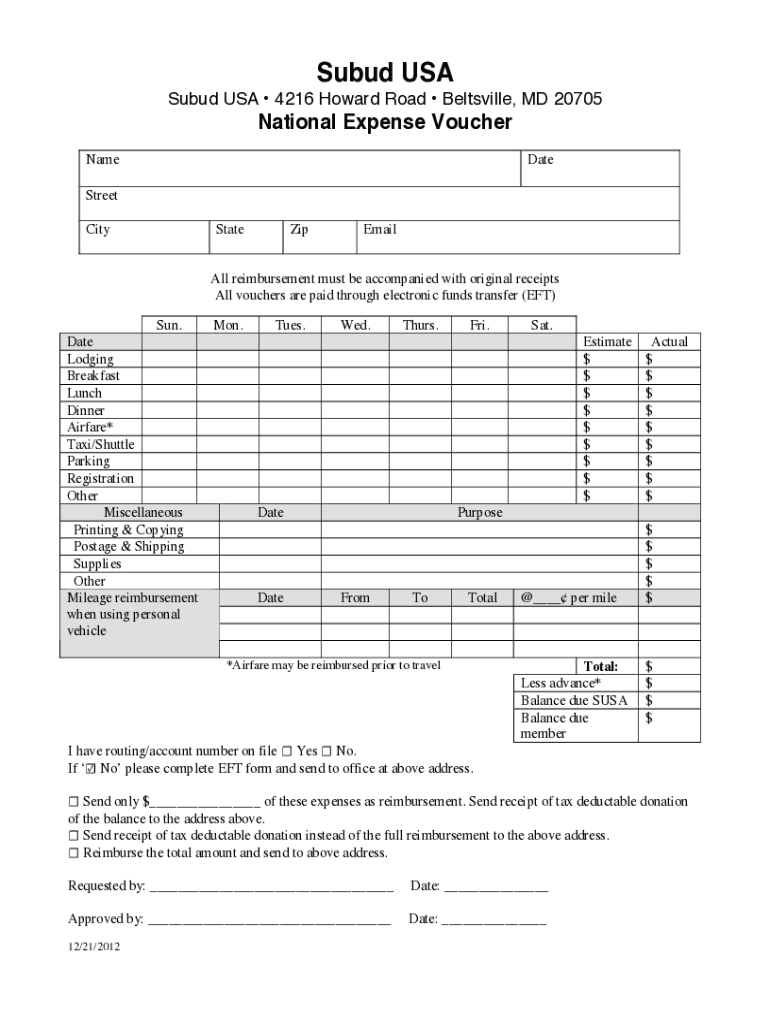 Fillable Online National Expense Voucher Fax Email Print - pdfFiller